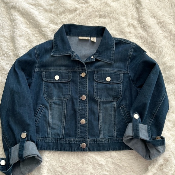 Chico's | Jackets & Coats | Chicos Platinum Stretch Denim Jacket Sz ...